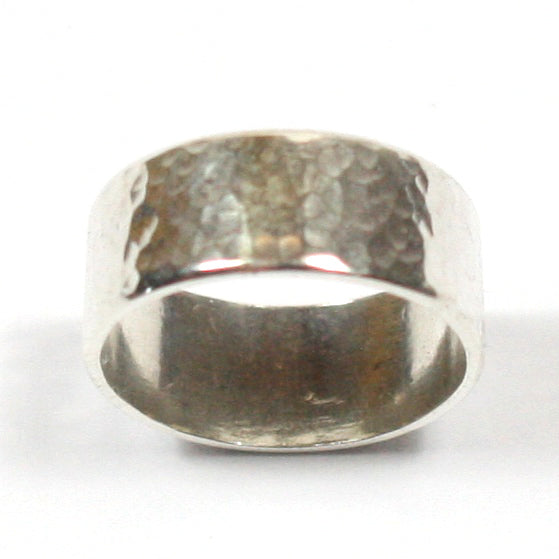 Buy Handmade Chunky Hammered Wide 8mm Solid Silver 925 Band Ring ...